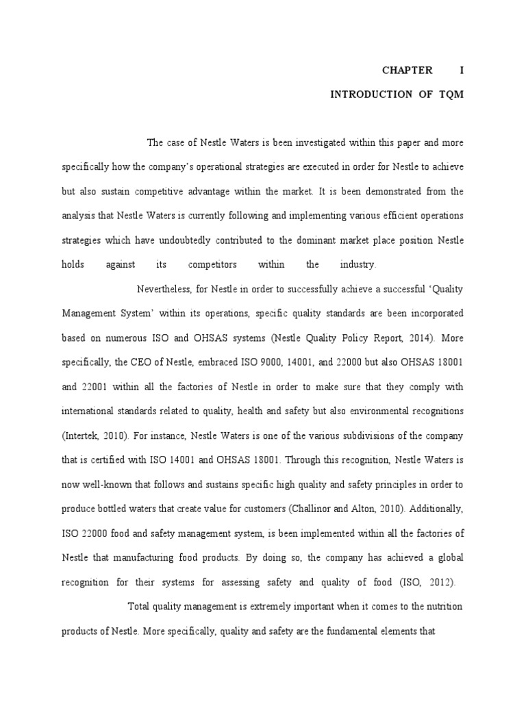 CASE STUDY TQM 1 To Be Updated | PDF | Six Sigma | Nestlé