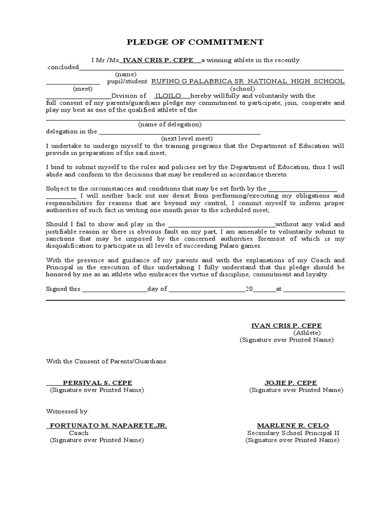 Pledge of Commitment: A Winning Athlete in The Recently | Download Free ...
