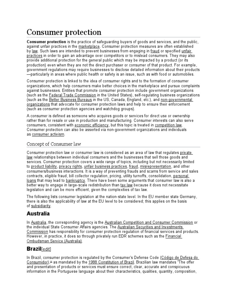 Consumer Protection: Concept of Consumer Law | PDF | Consumer ...