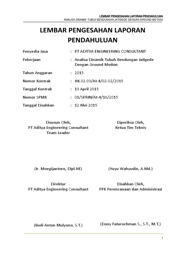 Lembar Pengesahan Lporan Pendahuluan | PDF | Seni | Teknologi & Rekayasa