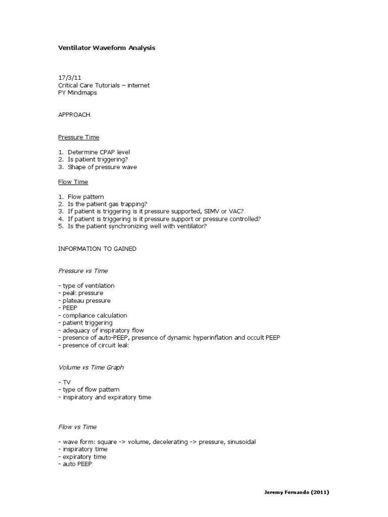 Ventilator Waveform Analysis | PDF