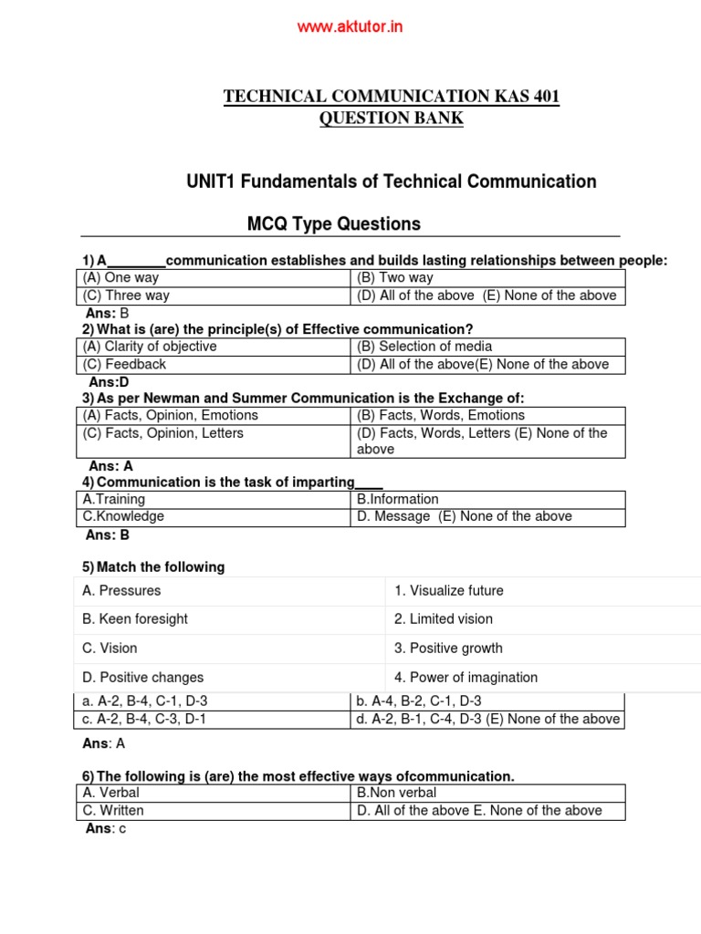 Technical Communication MCQ Question Bank | PDF | Consonant | Phonetics
