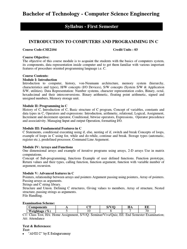 B. Tech. - Cse (Syllabus) 2018 | PDF | C++ | Object Oriented Programming