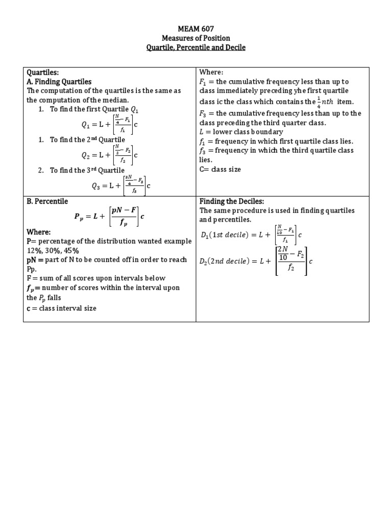 Quartile Percentile and Decile | PDF | Quartile | Statistics