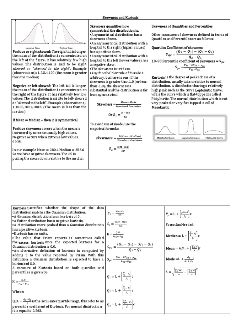 Skewness and Kutosis | PDF | Skewness | Statistical Analysis