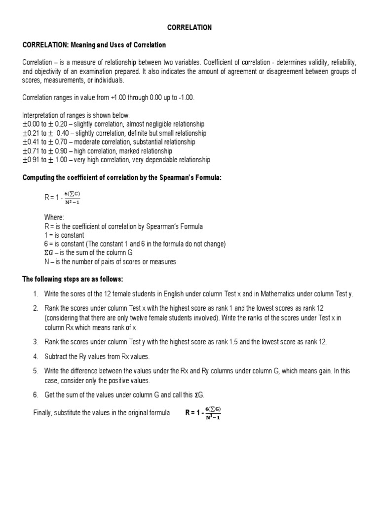 Correlation CORRELATION: Meaning and Uses of Correlation | PDF ...
