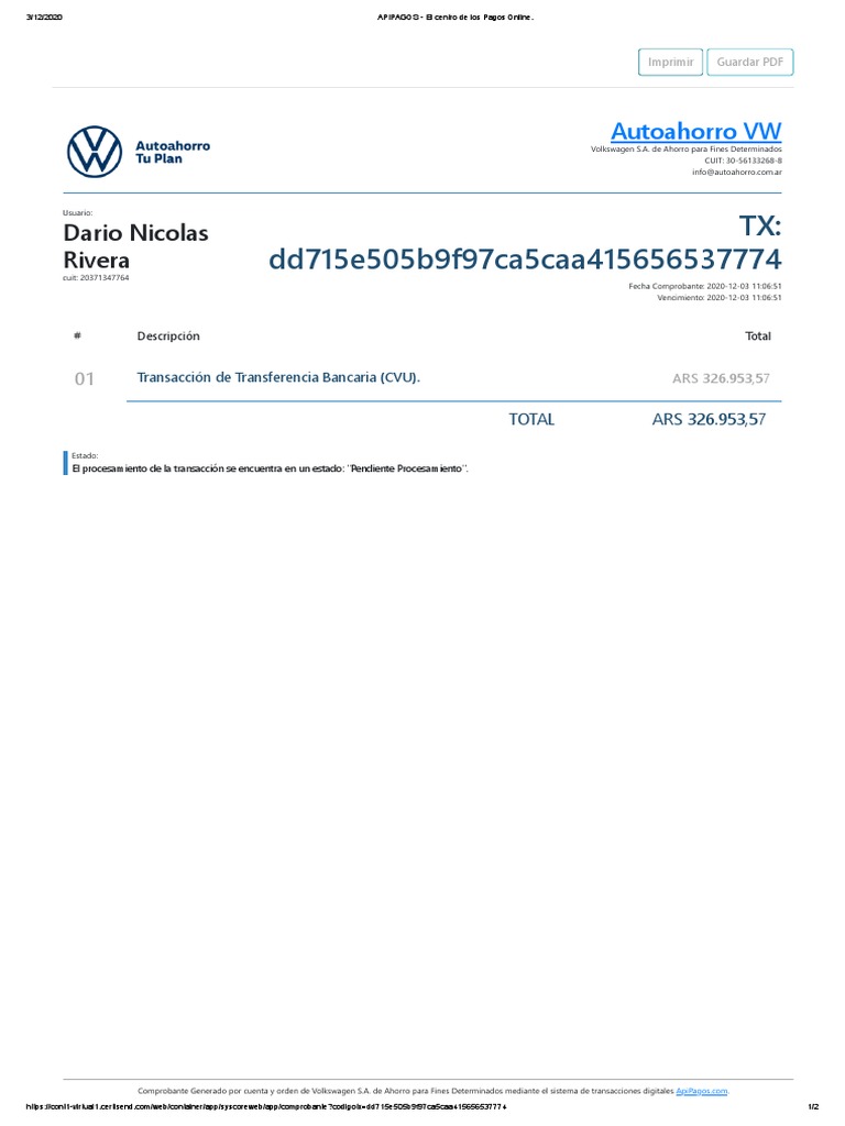 Transacción Pendiente en ApiPagos | PDF | Tecnología financiera | Finanzas y dinero