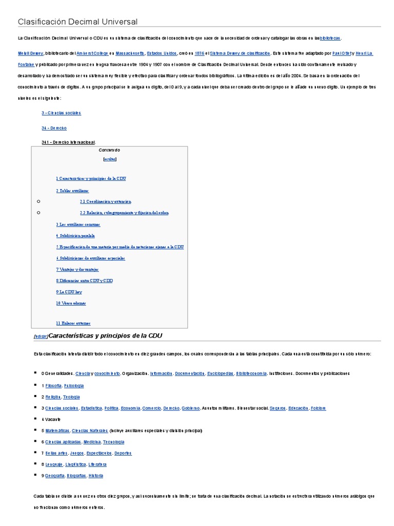 Clasificación Decimal Universal | PDF | Biblioteca y museo | Idiomas