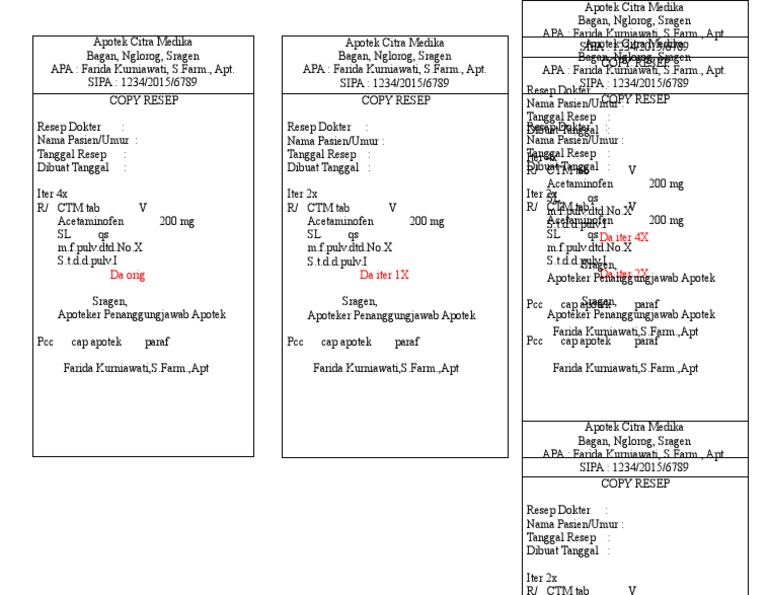 Salinan Resep Apotek Citra Medika | PDF