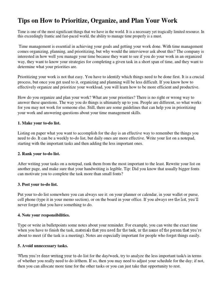 Tips On How To Prioritize Task | PDF | Time Management | Professional ...