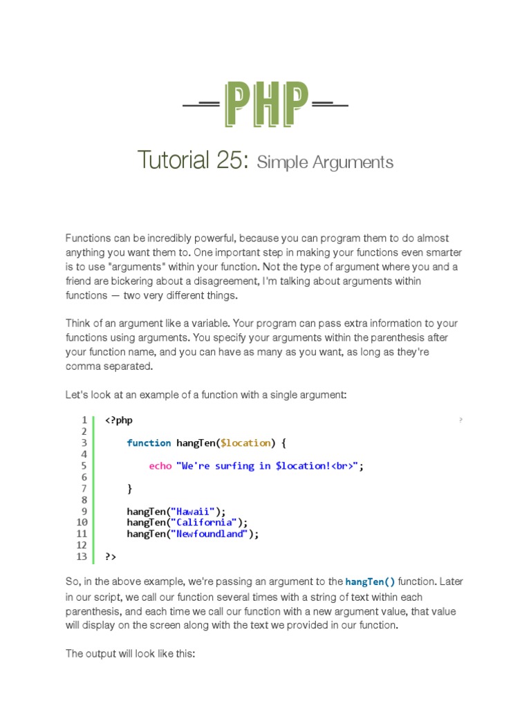 Tutorial 25 Simple Arguments Pdf Subroutine Parameter Computer Programming