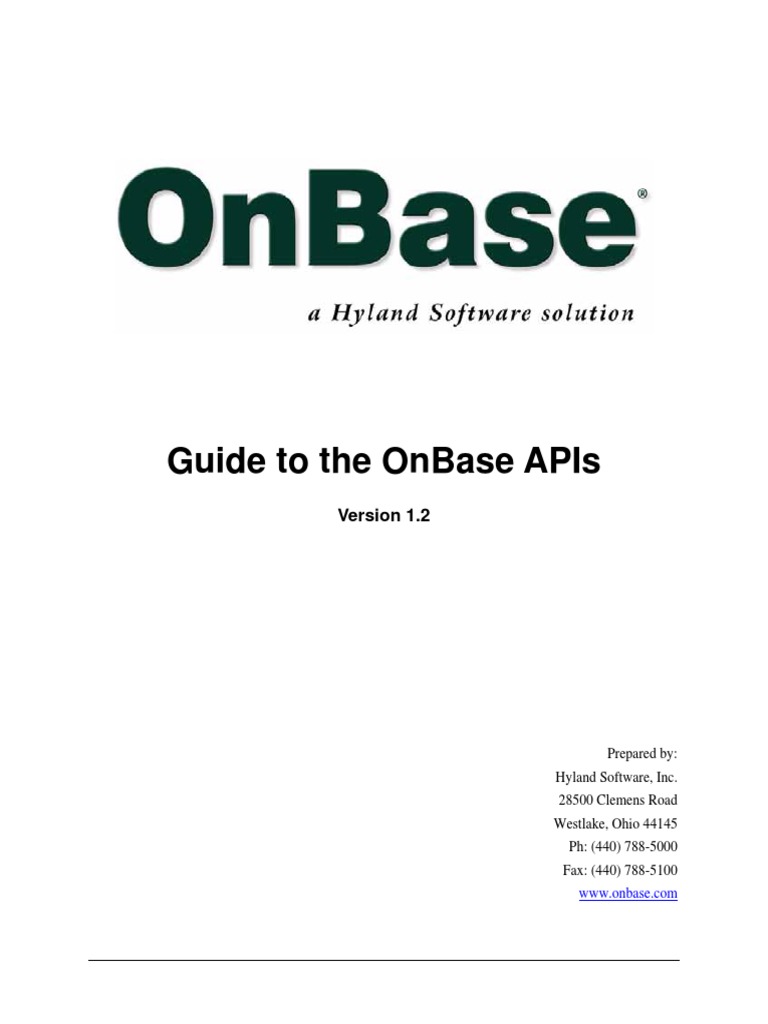 Guide To The OnBase APIs v1.2 | PDF