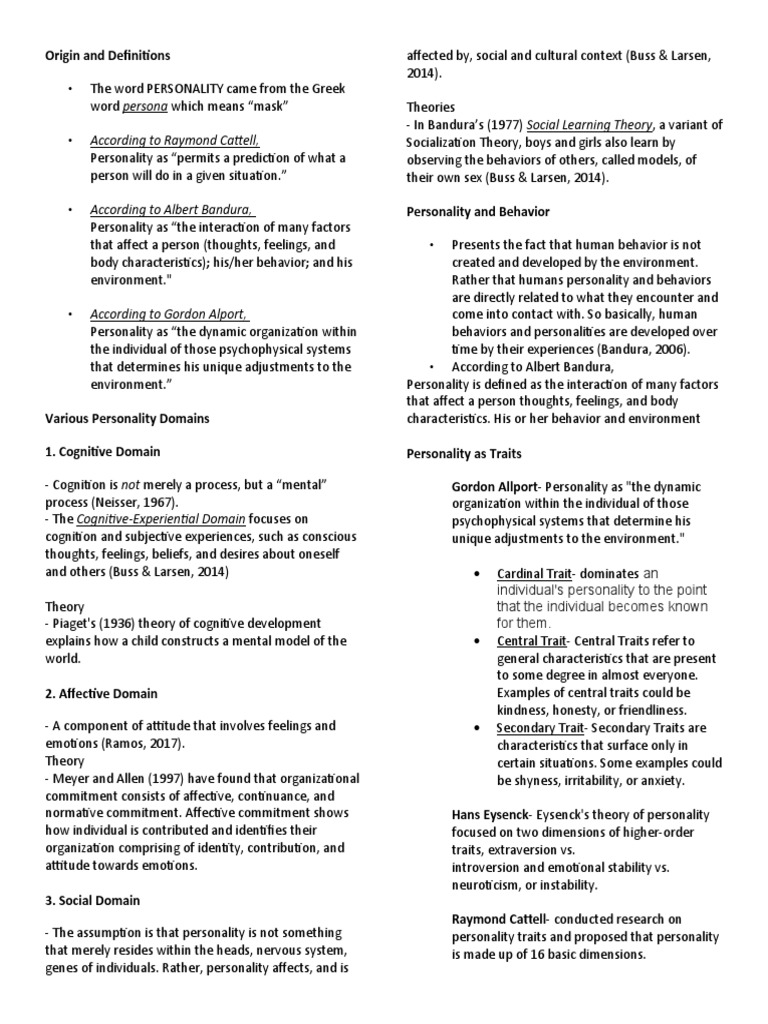 Understanding Personality: Theories and Domains | PDF | Id | Self ...