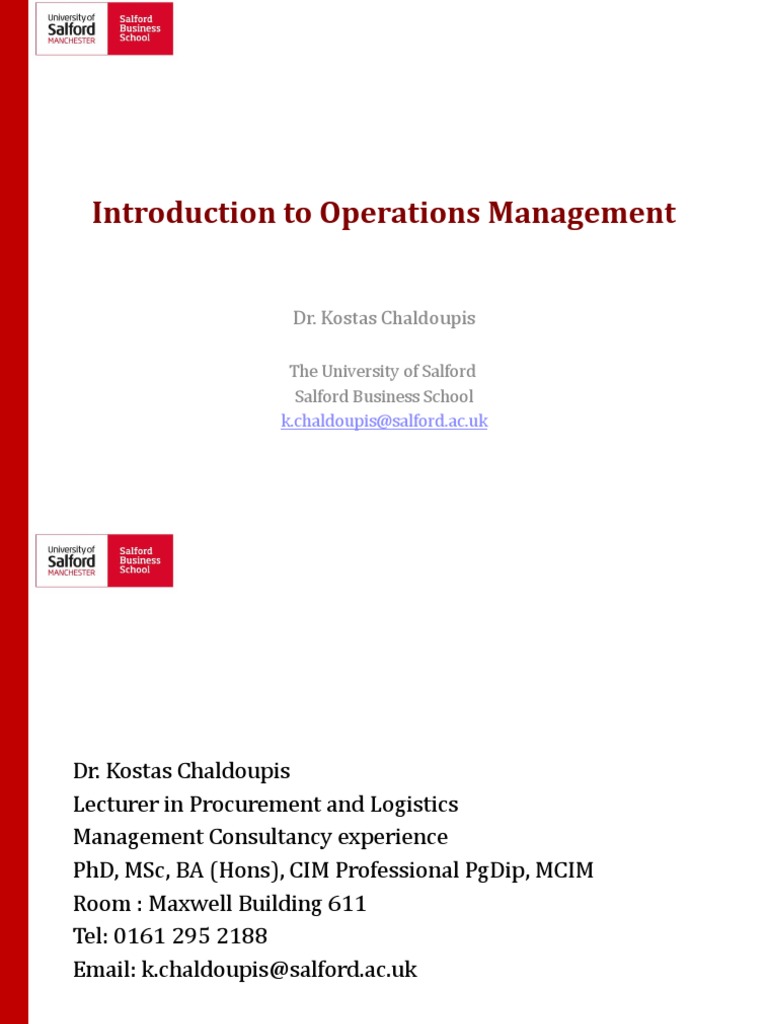 Introduction To Operations Management 1 | PDF | Warehouse | Information