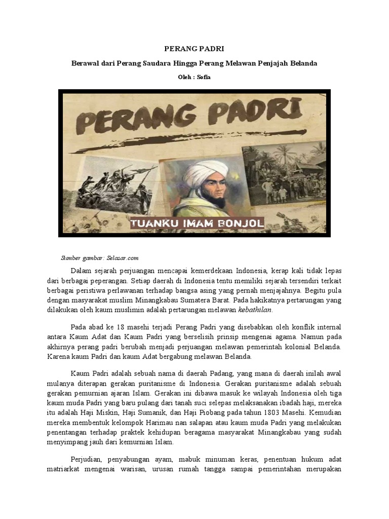 Perang Padri: Konflik dan Perlawanan | PDF | Sejarah