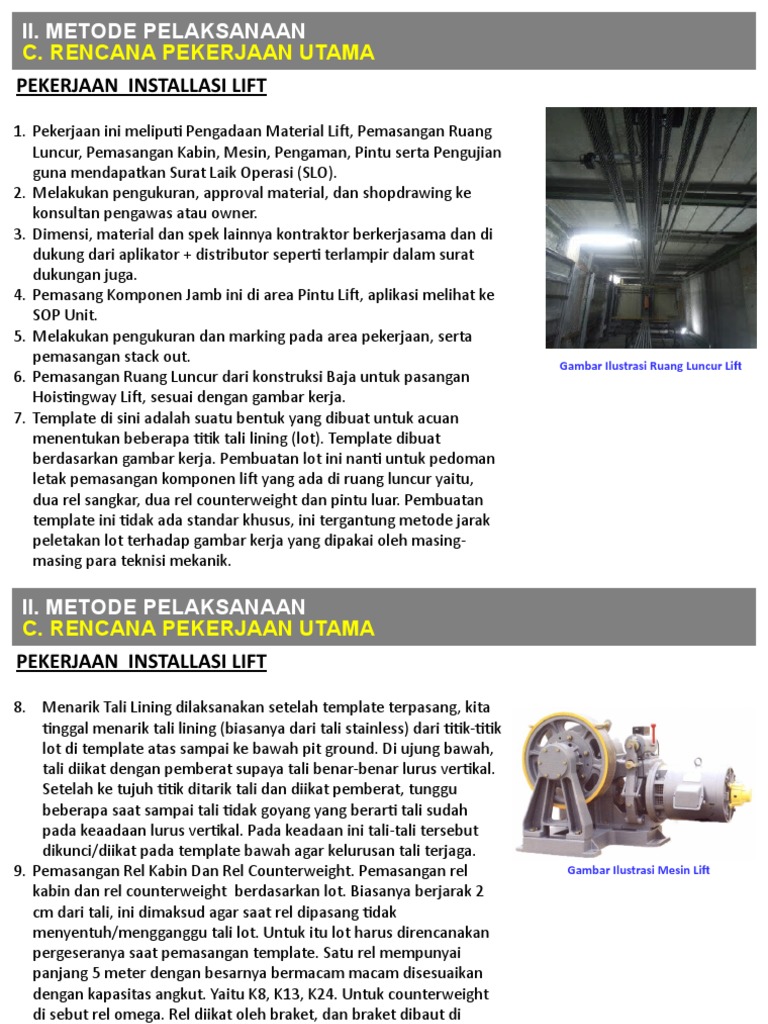 Rencana Instalasi Lift dan Komponen | PDF