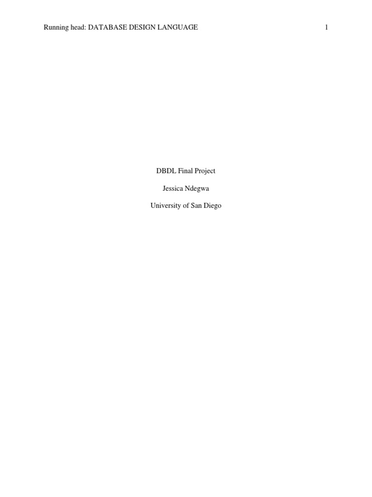 Database Design Language For The Final Project | PDF