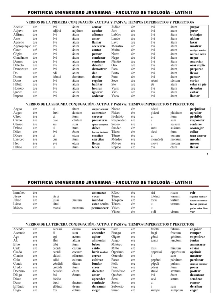 Lista Verbos Latinos | PDF | Idiomas