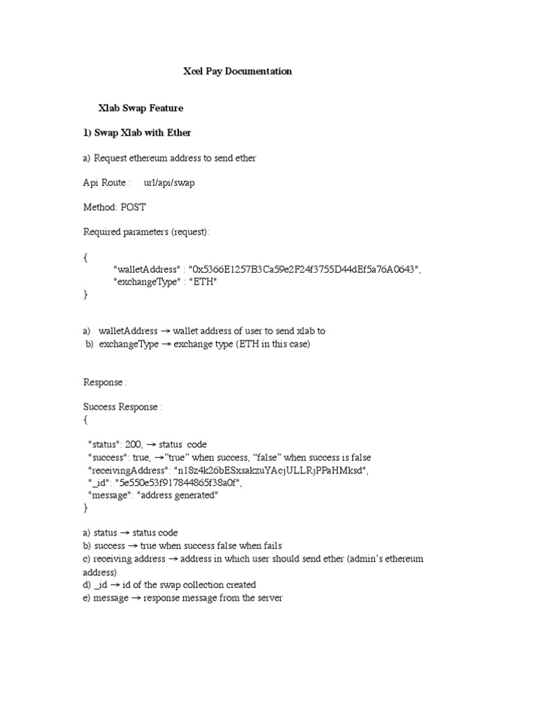 Xcel Pay Documentation - An in-depth analysis of APIs for Xlab token swaps, instant package ...
