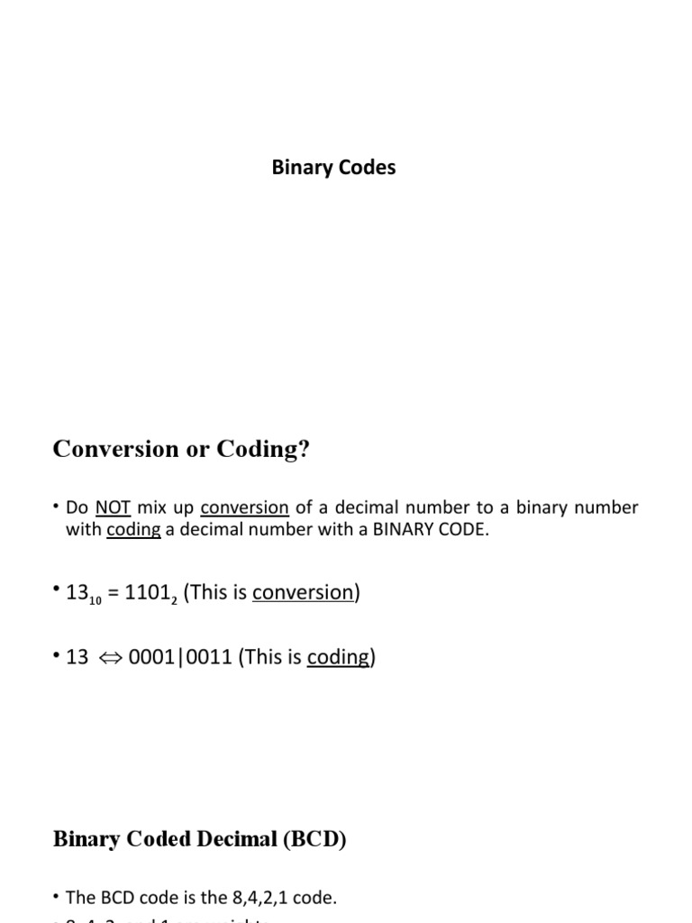 Binary Codes | PDF | Binary Coded Decimal | Bit