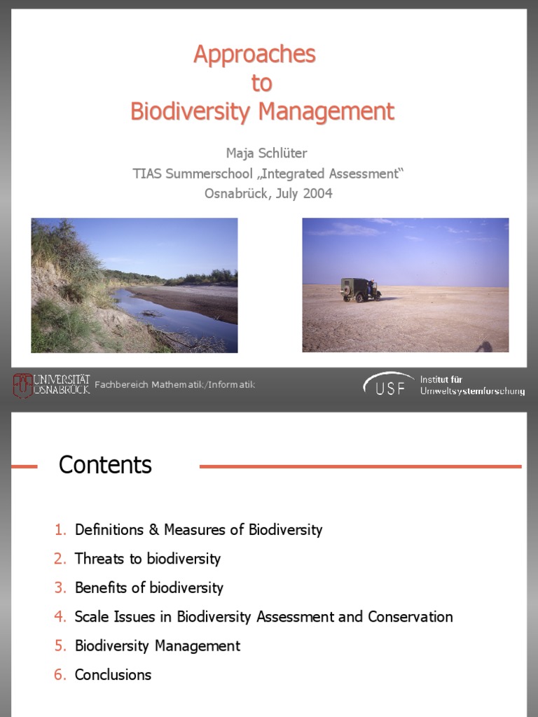 Biodiversity Management Approaches Overview | PDF | Biodiversity ...