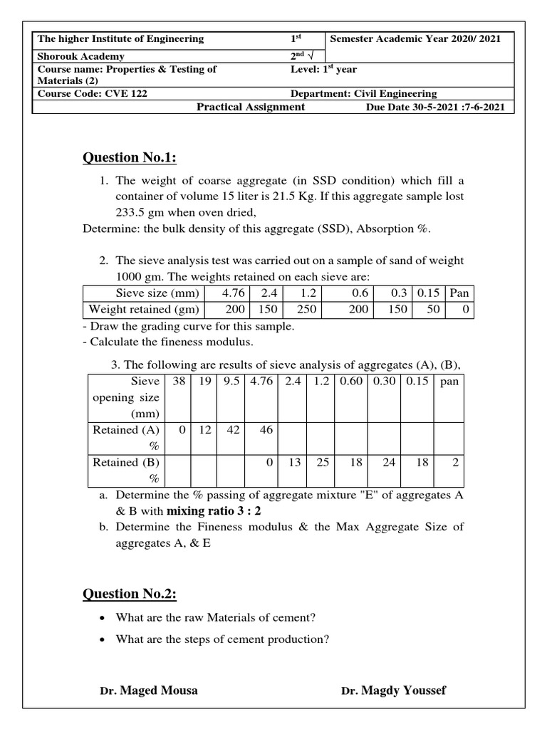 PRACTICAL Assignment No. 1 | PDF | Cement | Chemistry