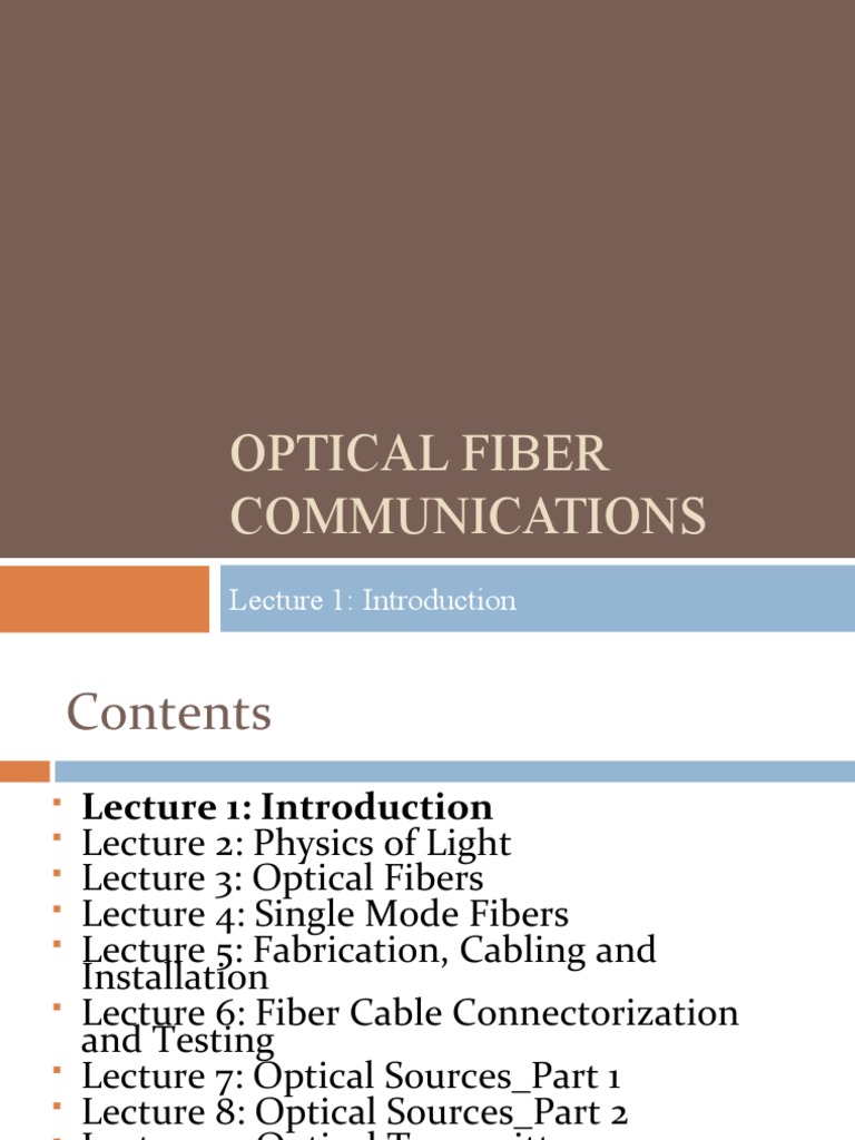 Optical Fiber Communications: Lecture 1: Introduction | PDF ...