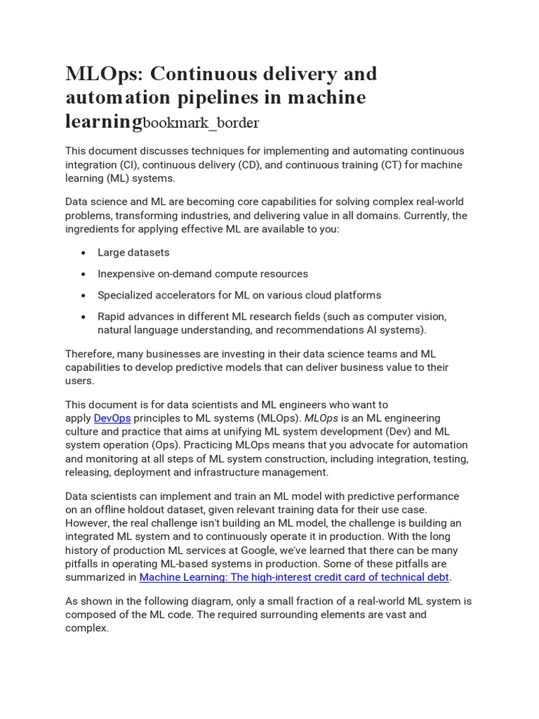 Mlops: Continuous Delivery and Automation Pipelines in Machine Learning ...