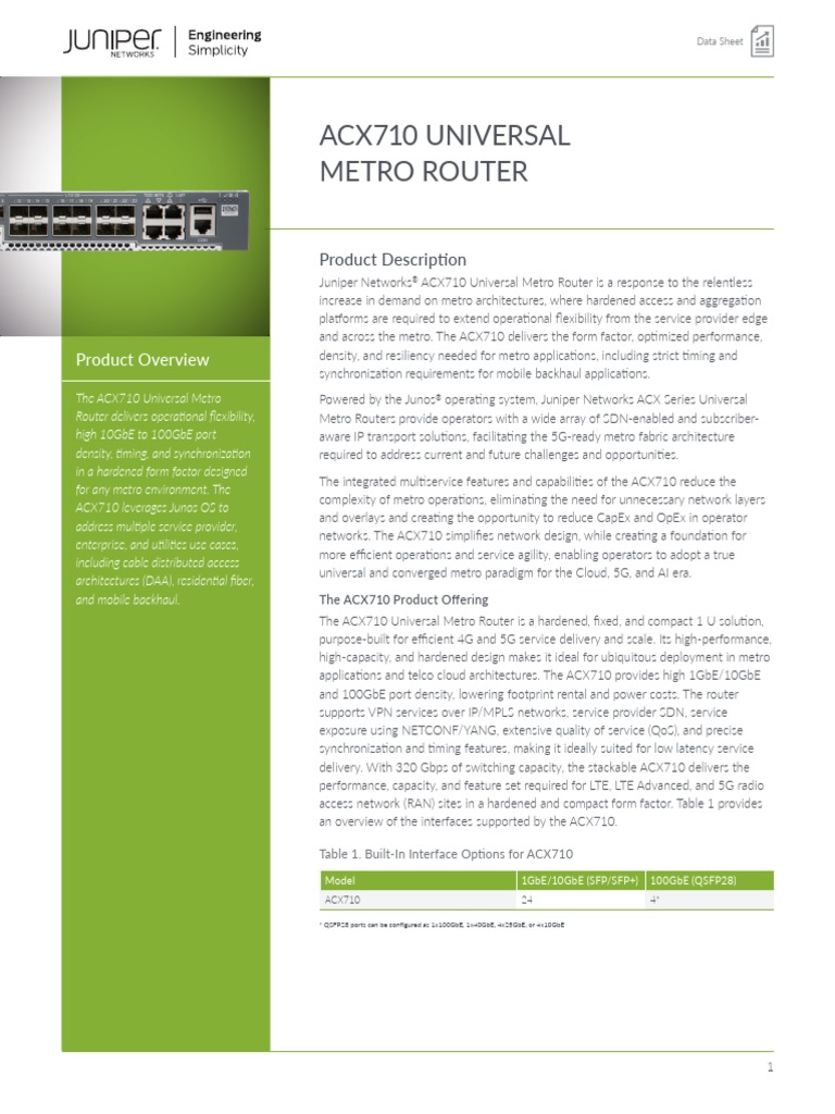 Acx710 Universal Metro Router: Product Overview | PDF | Computer ...