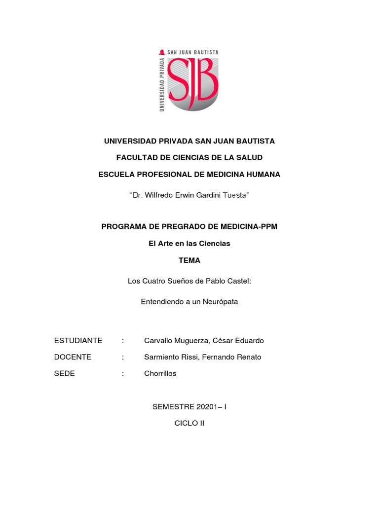 Los Cuatro Sueños de Pablo Castel - Entendiendo A Un Neurópata | PDF ...