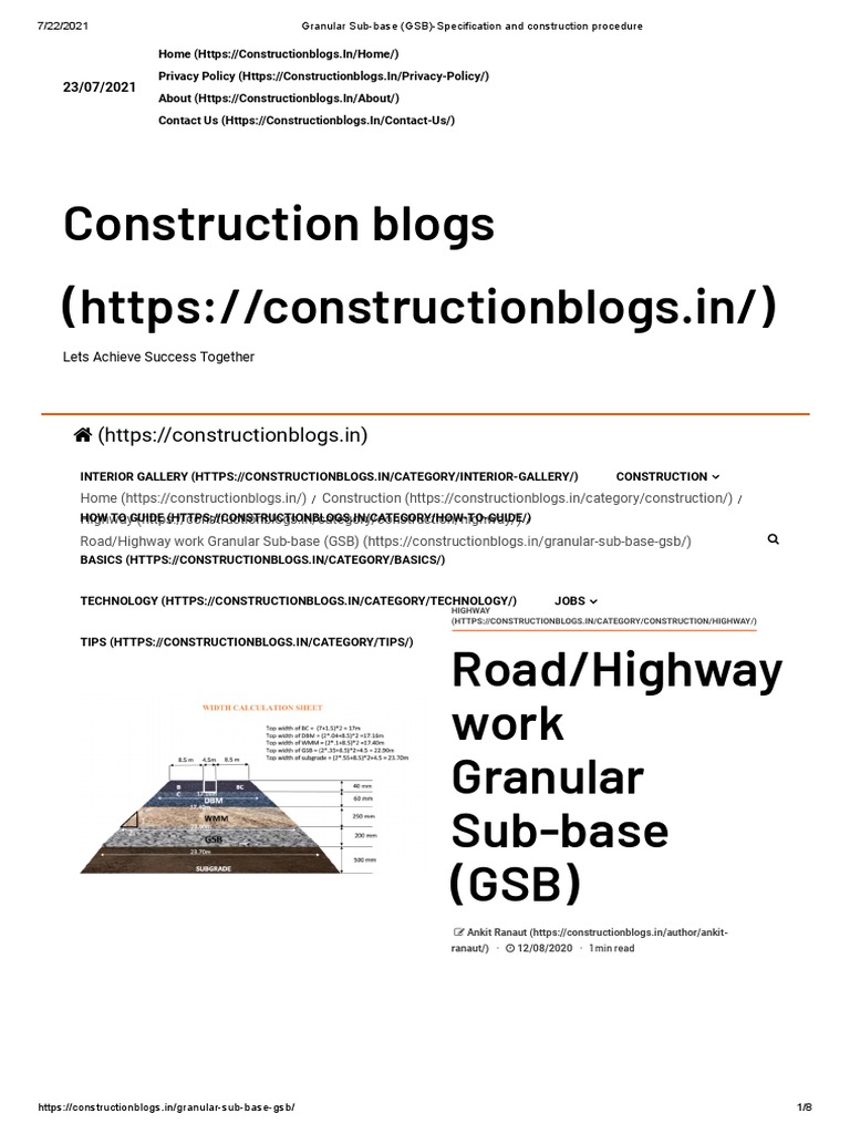 Granular Sub-Base (GSB) - Specification and Construction Procedure ...