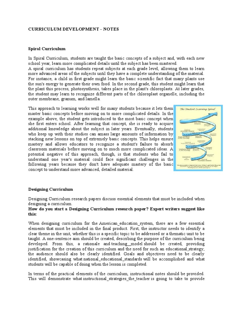 Curriculum Notes | PDF | Teaching Method | Curriculum