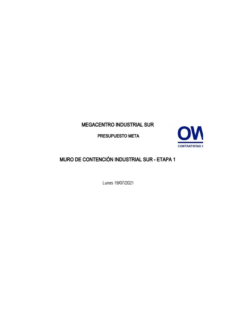 Ppto Muro de Contención Owb | PDF | edificio | Hormigón