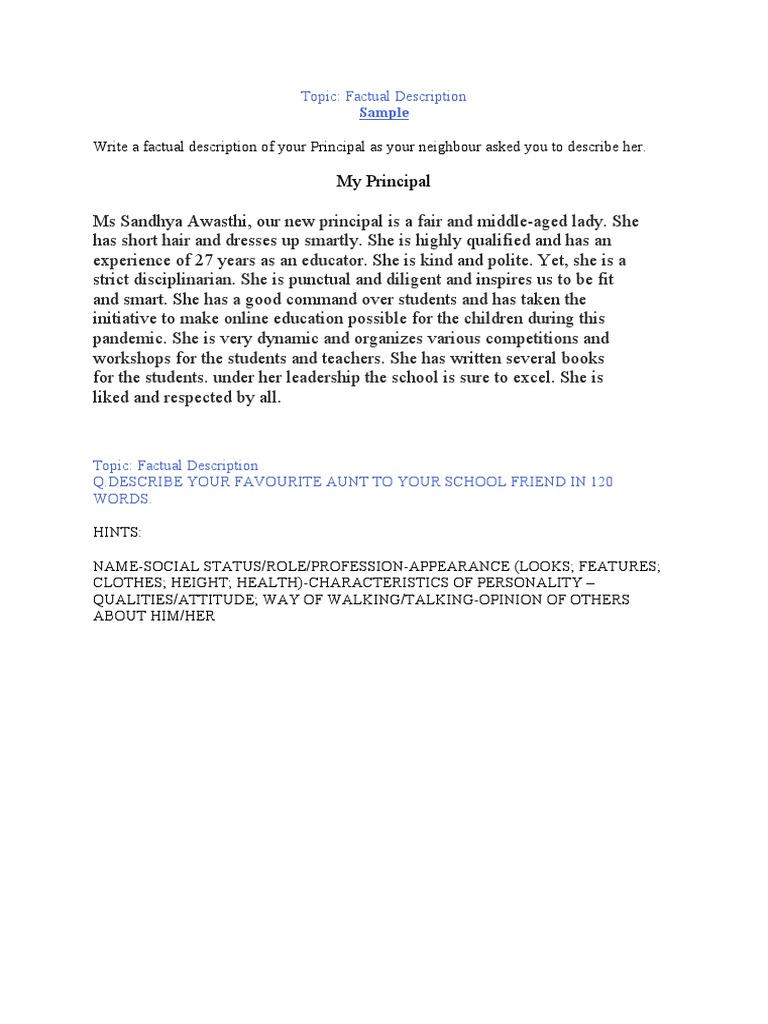 Factual Description Question | PDF