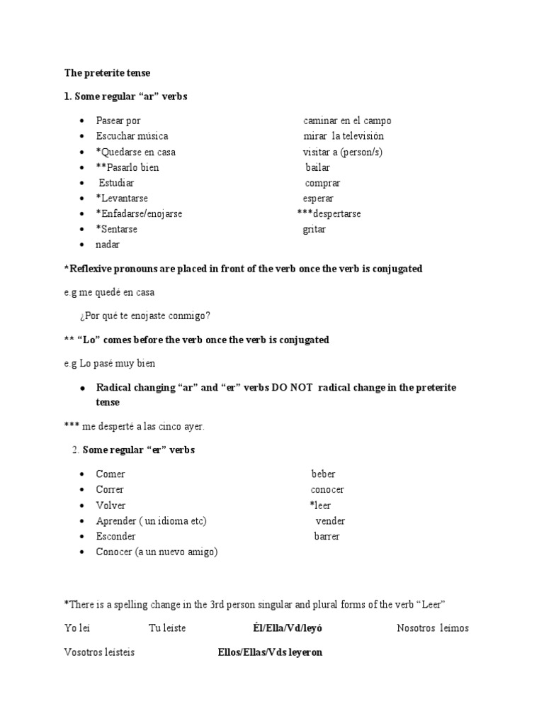 The Preterite Tense | PDF | Entretenimiento (general)