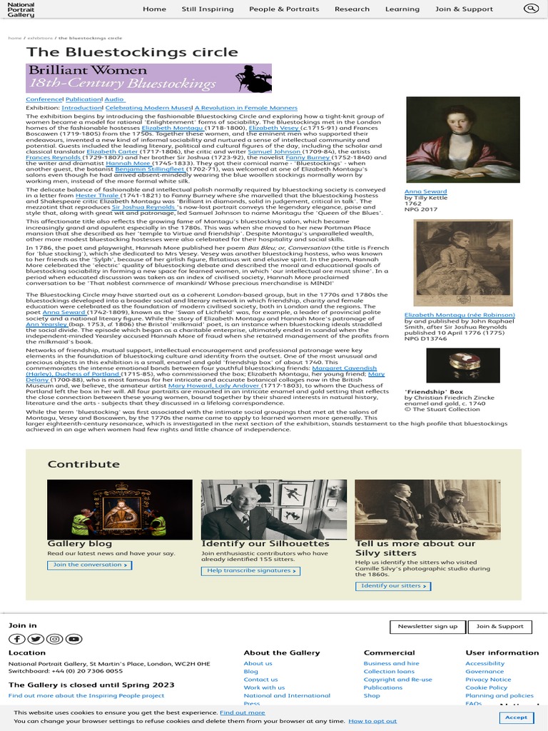 The Bluestockings Circle - National Portrait Gallery | PDF | Poetry