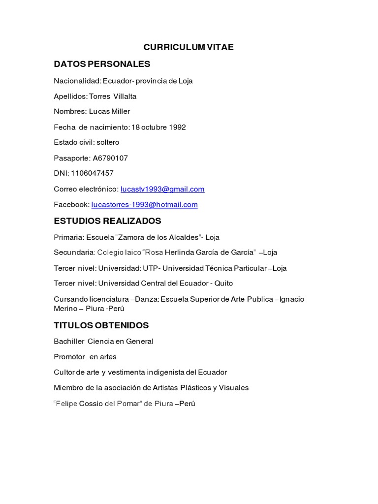 Curriculum Lucas 1 | PDF