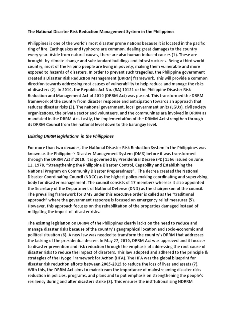 The National Disaster Risk Reduction Management System in The ...
