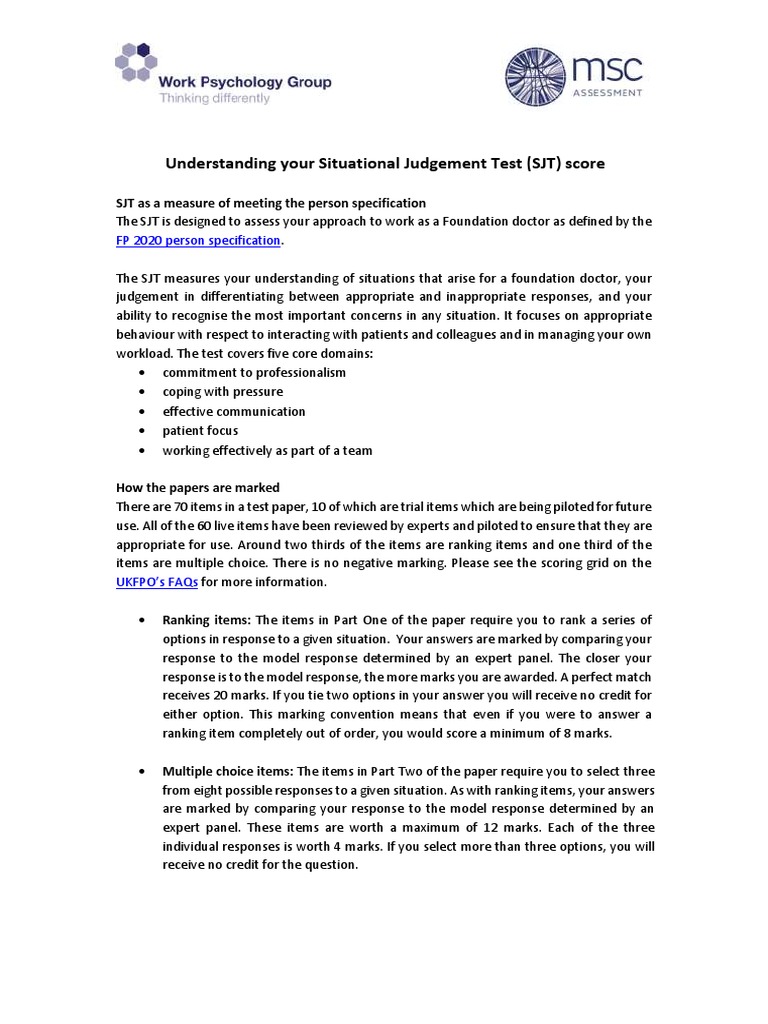 Understanding Your Situational Judgement Test (SJT) Score: SJT As A ...