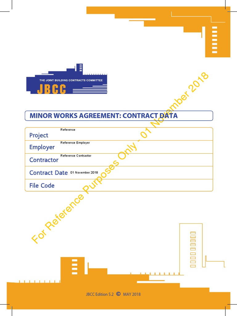 JBCC Minorworks Contract Data M5.2cd-Text 2018-11 | PDF | Guarantee ...