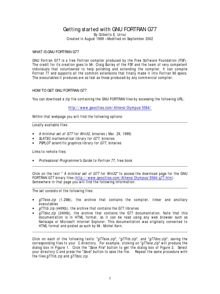 Getting Started Gnu Fortran | PDF | Zip (File Format) | Filename Getting Started Gnu Fortran | PDF | Zip (File Format) | Filename