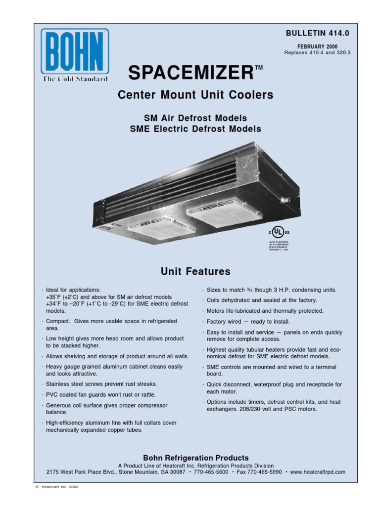 Spacemizer: Center Mount Unit Coolers | PDF | Electrical Engineering ...