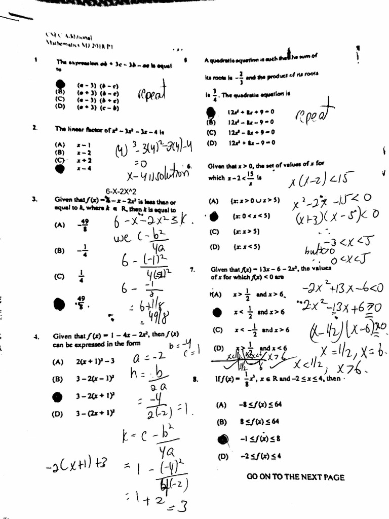 Csec Additional Mathematics 2018 P1 Solutions Pdf