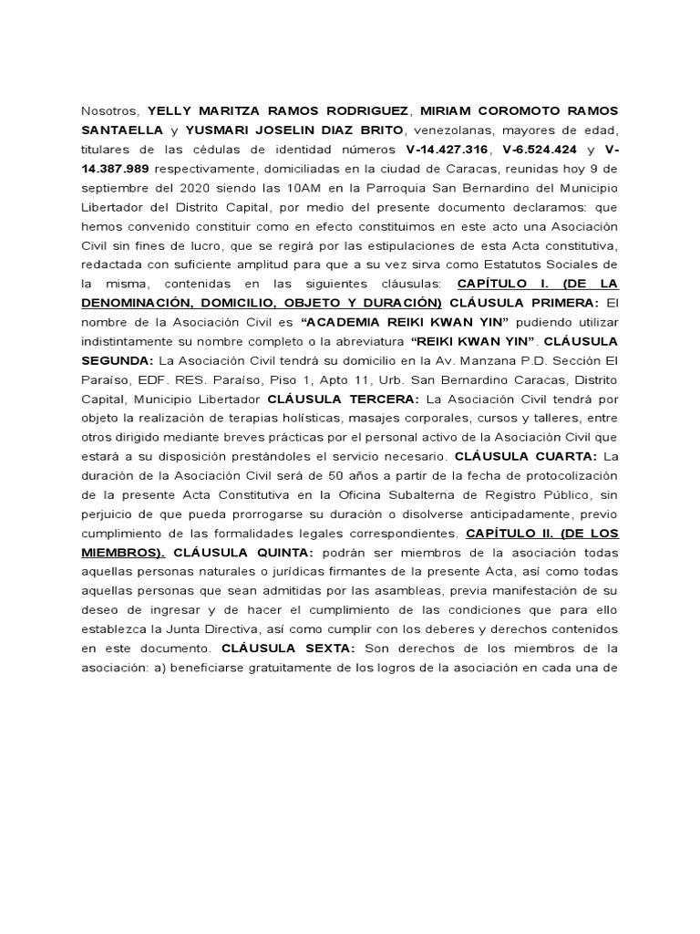 Asociacion Civil Academia Reiki Kwan Yin (YELLY) | PDF | Junta ...