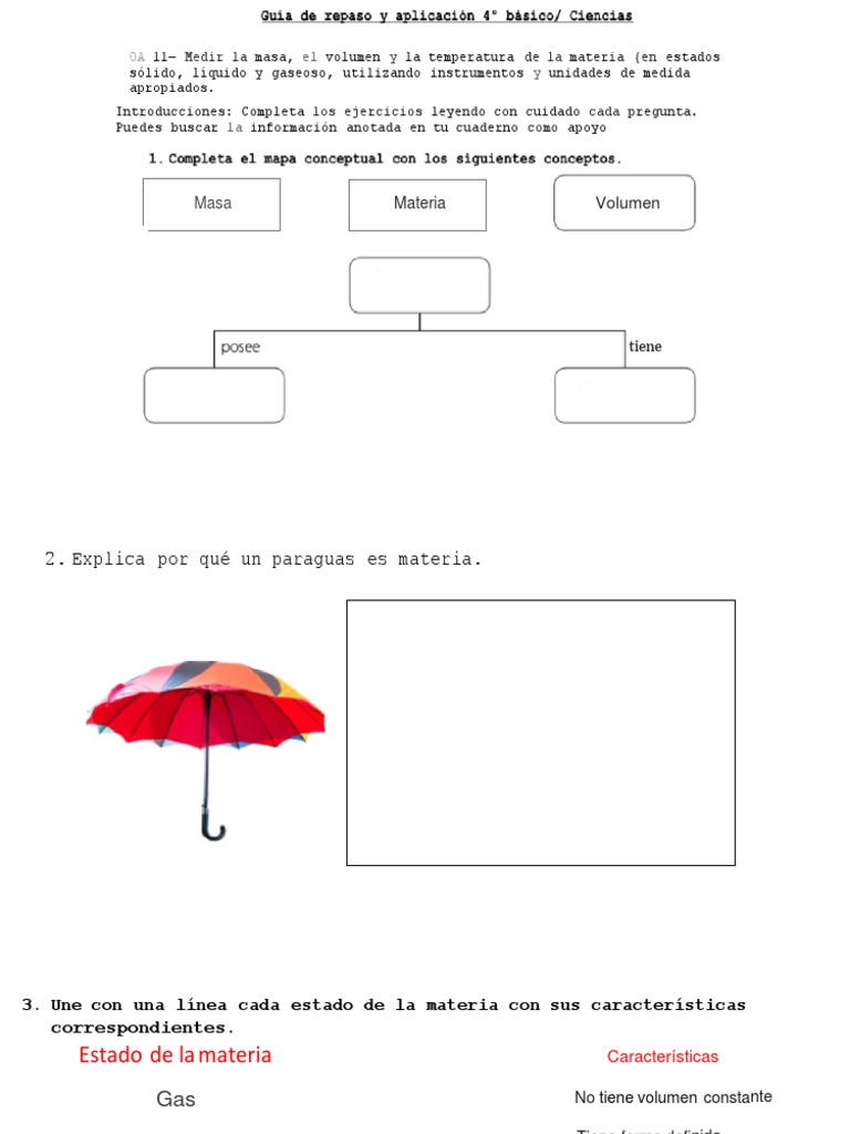 Respuestas - Guía de Repaso 4to La Materia | PDF | Volumen | Importar