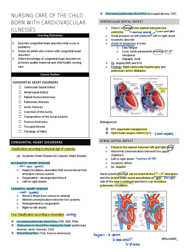 Nursing Care of The Child Born With Congenital Heart Disorders | PDF ...
