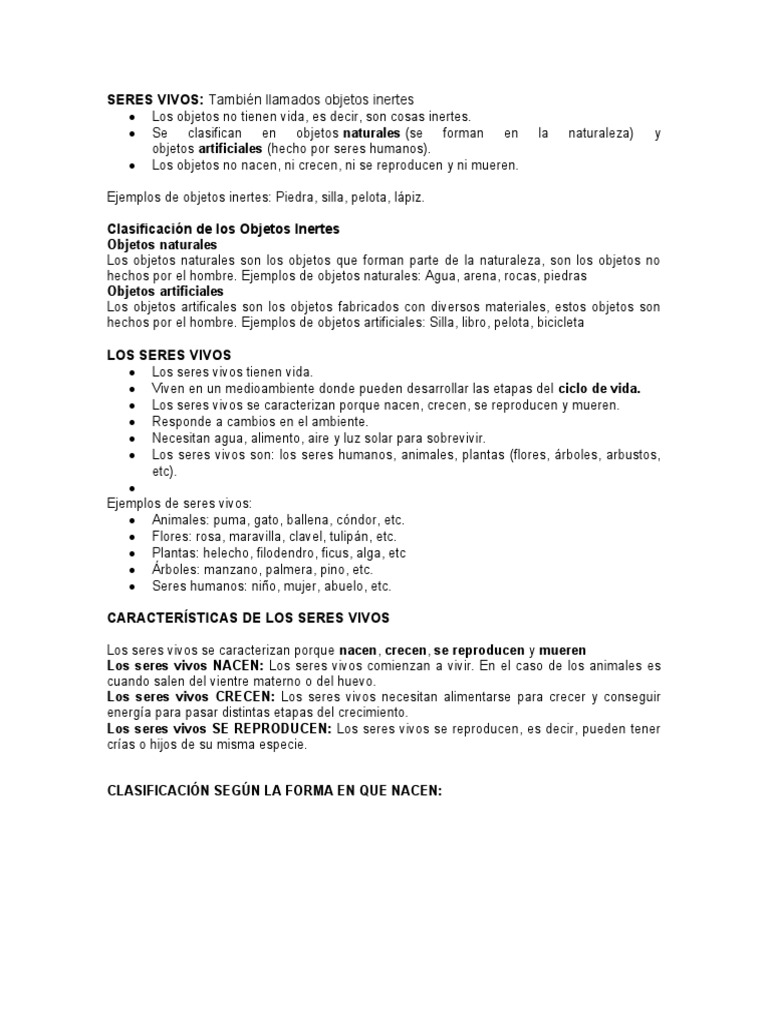 Los Seres Vivos y No Vivos | PDF | Pluma | Organismos