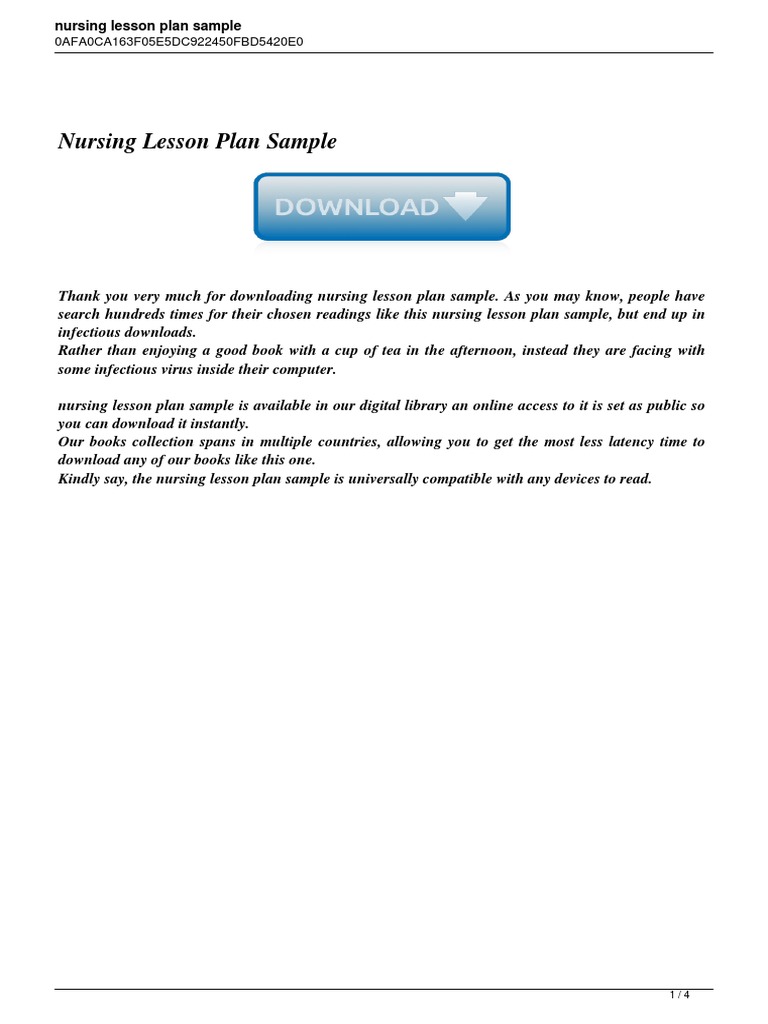 Nursing Lesson Plan Example | PDF | Lesson Plan | Nursing