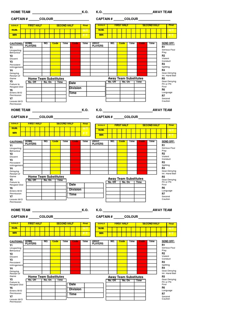 Referee Notebook Sheets | PDF | Misconduct | Hobbies